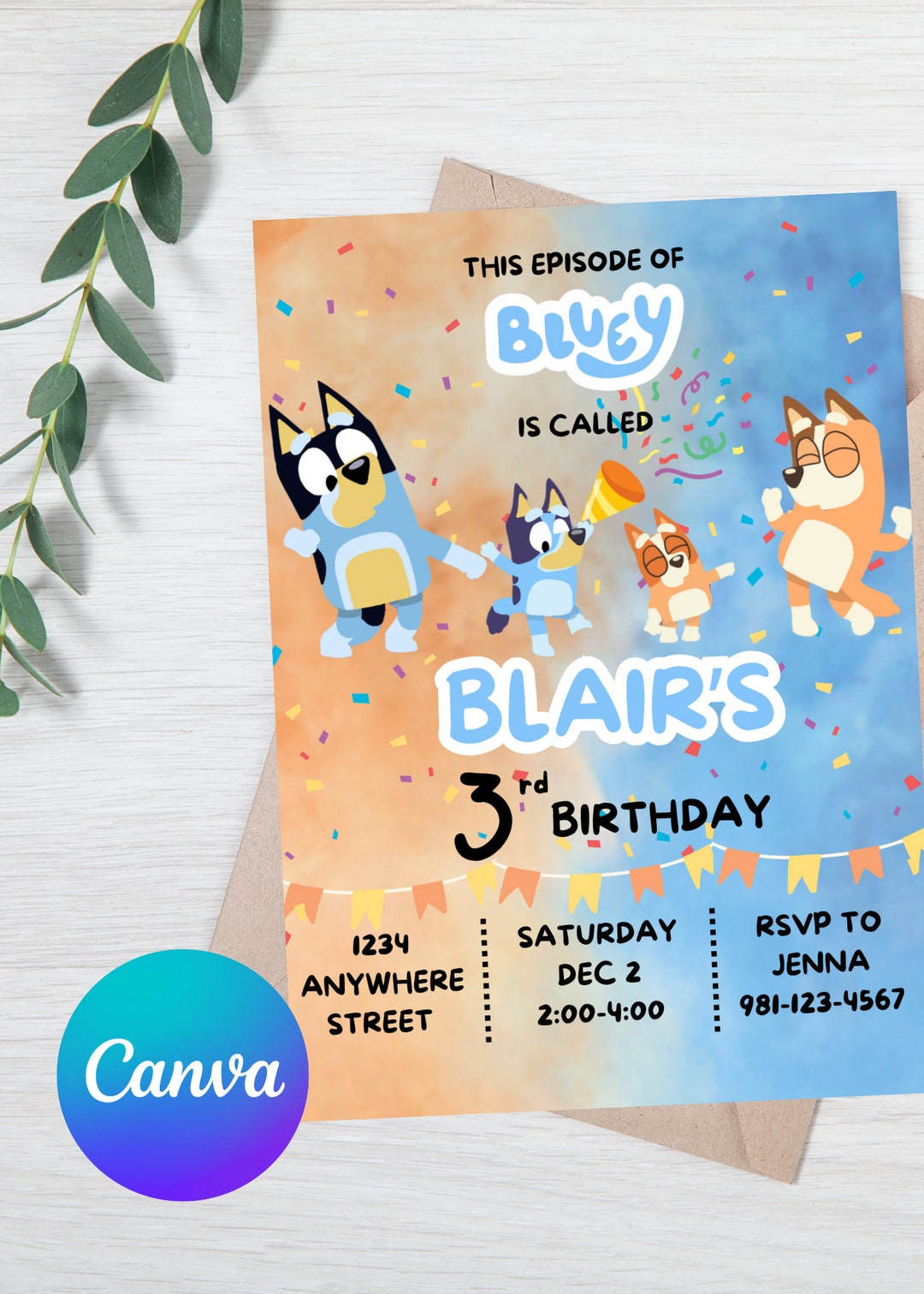 Invitación de cumpleaños editable azul, invitación de cumpleaños azul ...