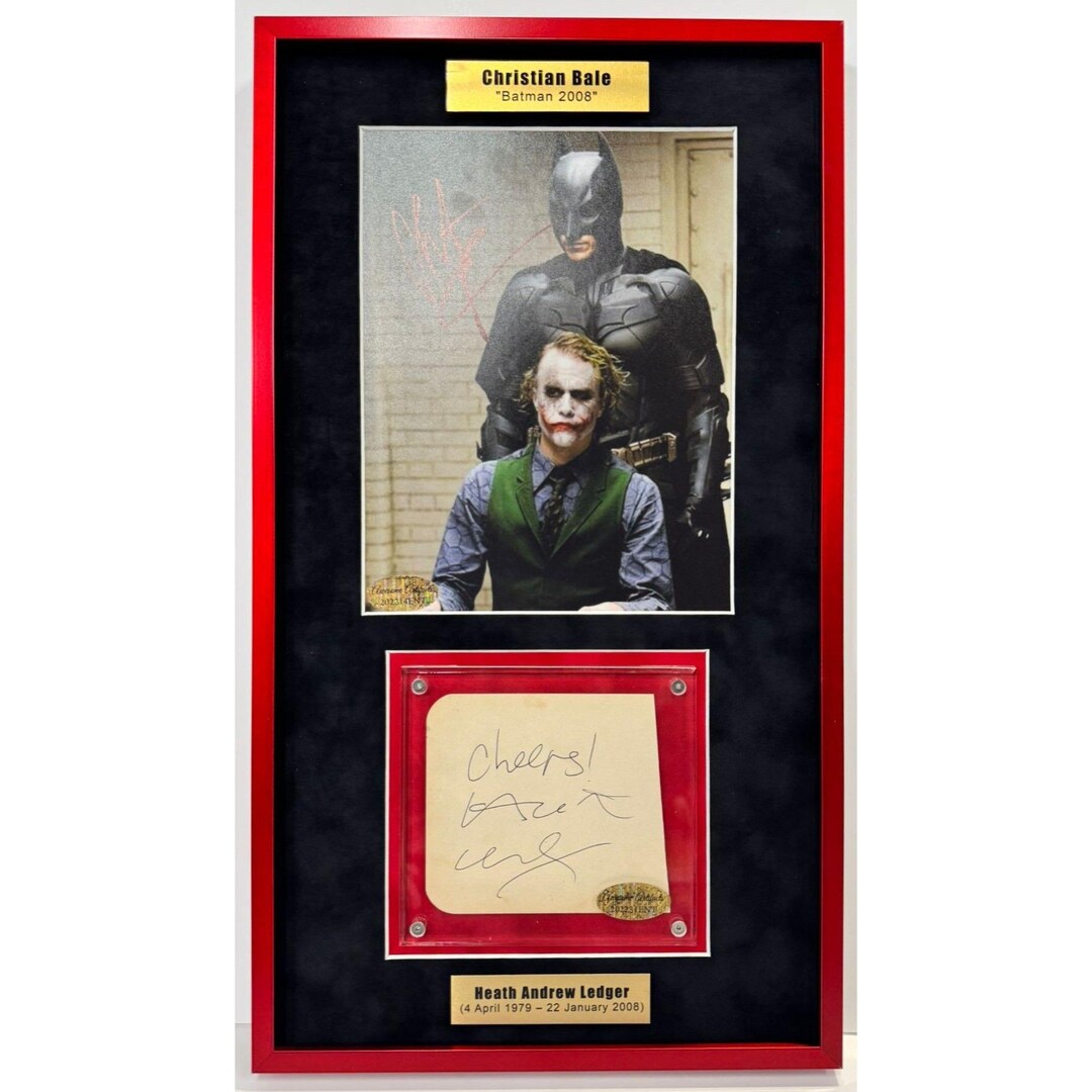 Christian Bale 8x10 Photo & Heath Ledger Autograph Page Book "the Dark ...