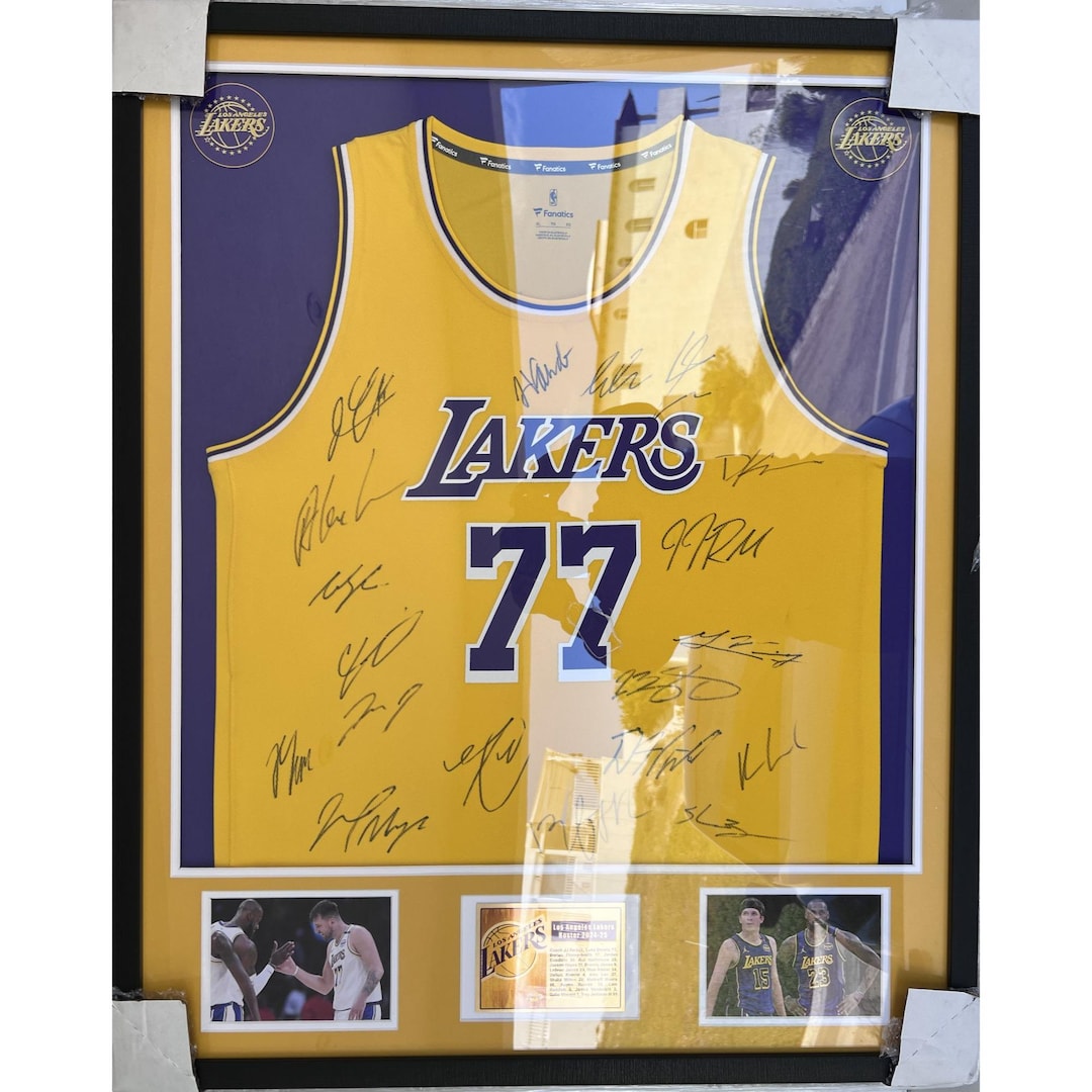 Los Angeles Lakers Lebron James Luka Doncic Austin Reeves 24-25 Team Signed and Framed Jersey ...