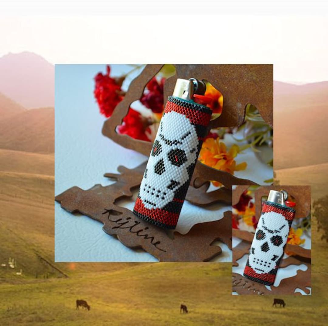 Bead PATTERN Skull Lighter Cover Peyote or Brick Stitch - Etsy