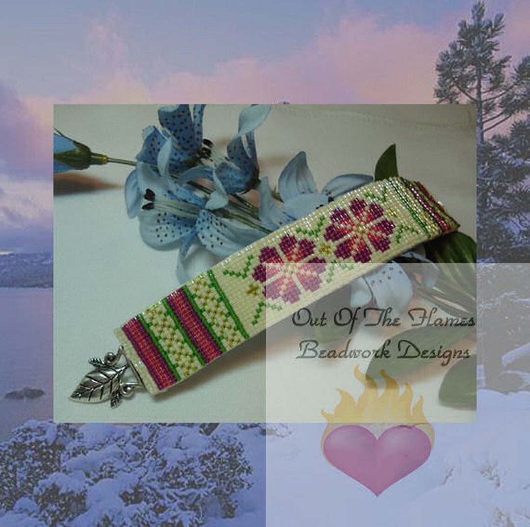 Bead Pattern Pink Posies Bracelet Loom or Square Stitch - Etsy