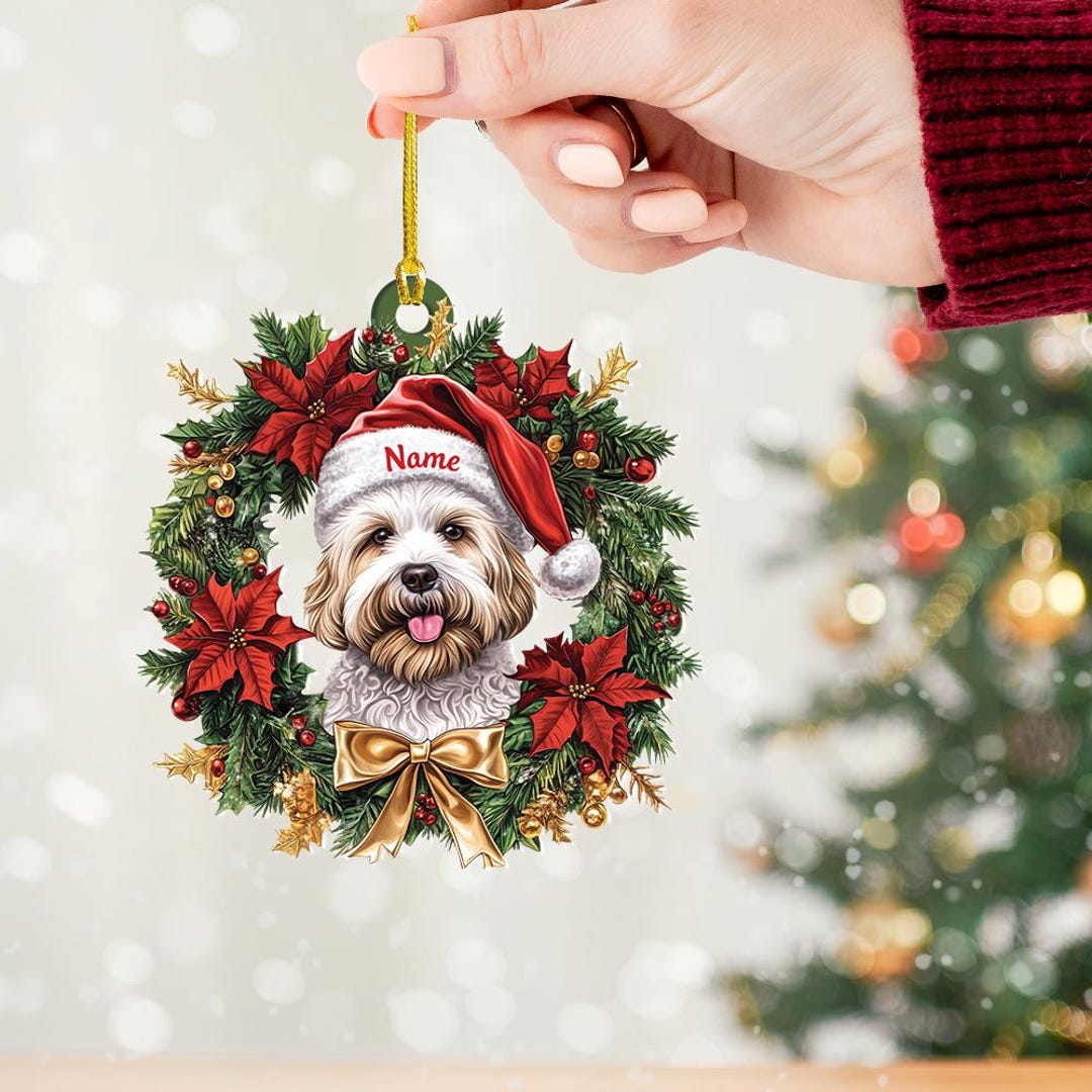 Cockapoo Dog Christmas Wreath Ornament, Cockapoo Christmas Ornament ...
