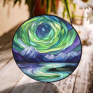 Stained Glass Northern Light Aurora Suncatcher, Northern Aurora Windows ...