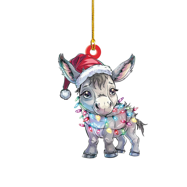 Personalized Donkey Christmas Lights Ornament, Donkey Christmas ...