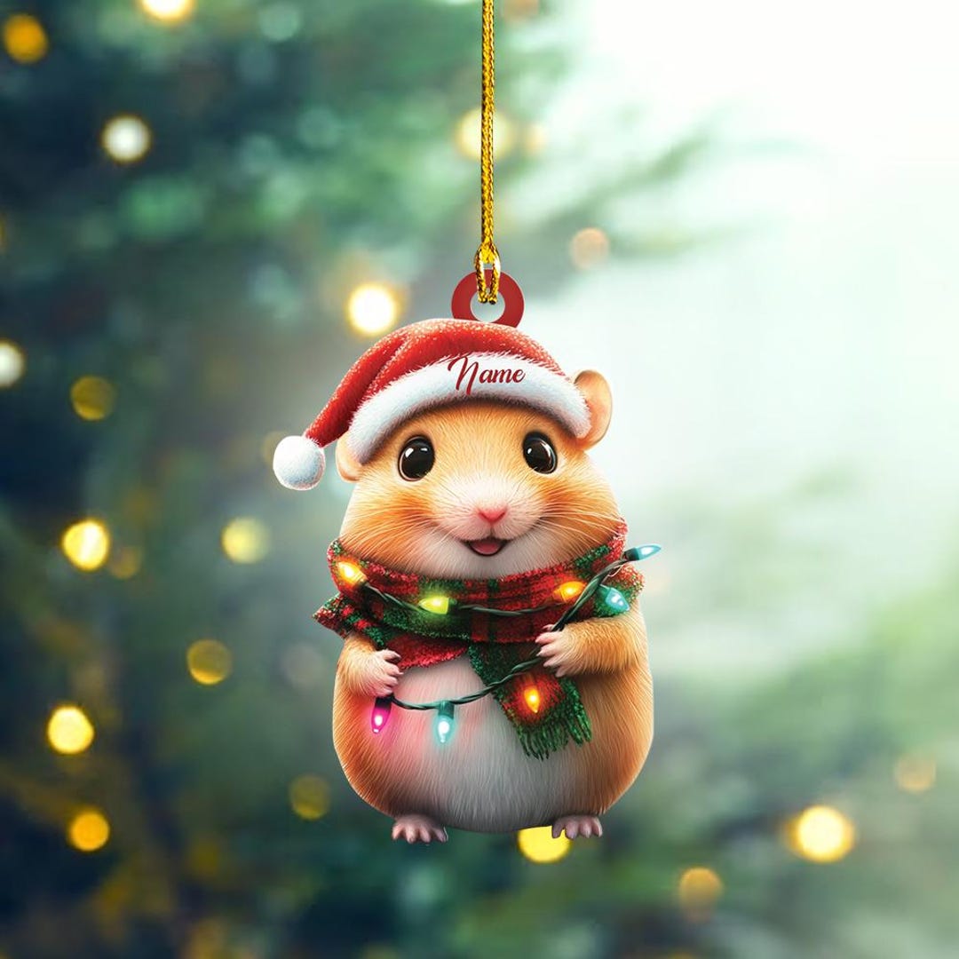 Personalized Hamster Ornament, Hamster 2D Flat Christmas Hanging ...