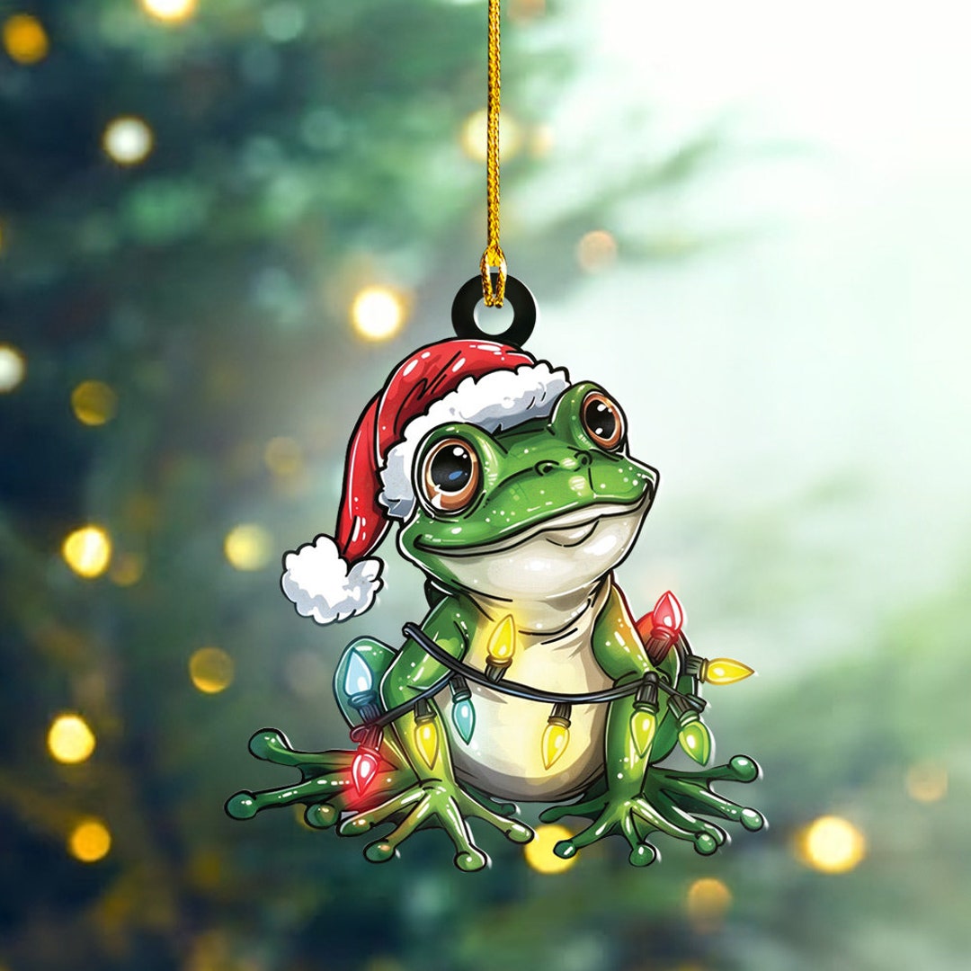 Personalized Frog Christmas Lights Ornament, Frog Christmas Ornament ...