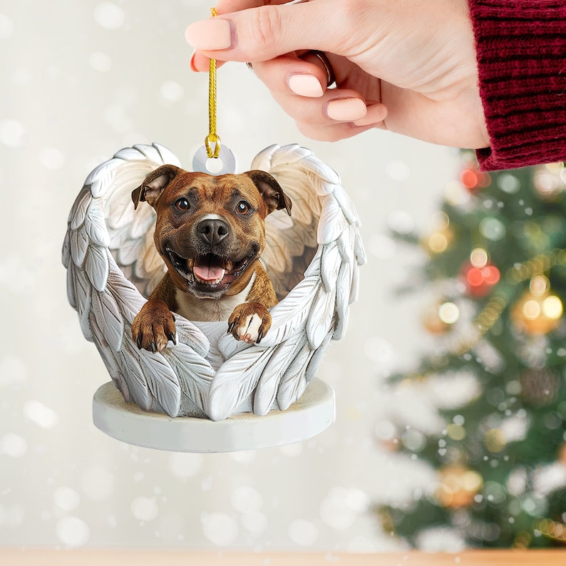 Personalized Staffordshire Bull Terrier Dog Angel Wings Ornament ...