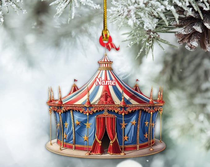 Personalized Circus Tent Ornament, Circus Christmas Ornament Gift ...