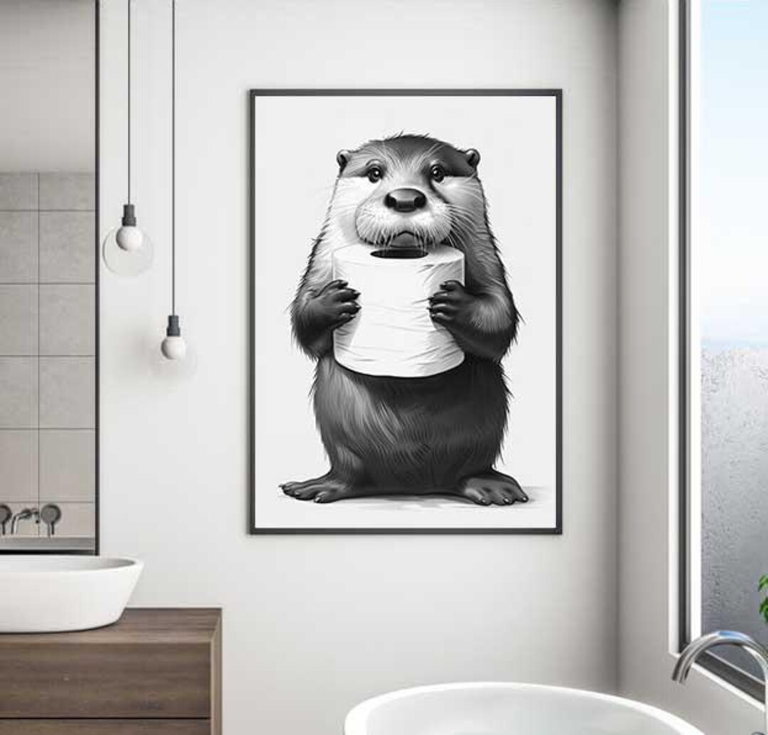 Otter Poster, Otter Print, Cute Otter Wall Art, Maximalist Bathroom ...