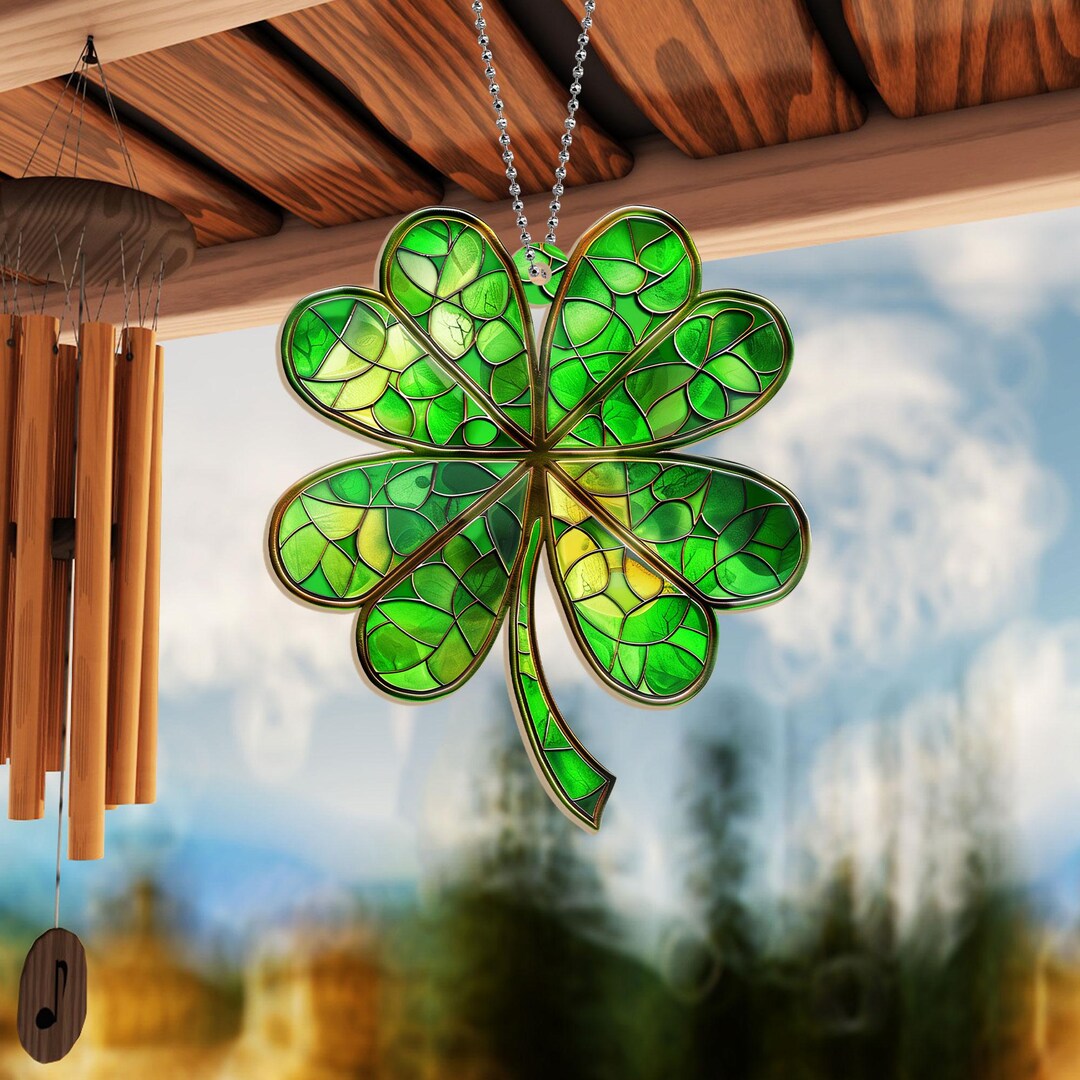 Four Leaf Clover Suncatcher, Four Leaf Clover Hanging Decor, Irish ...