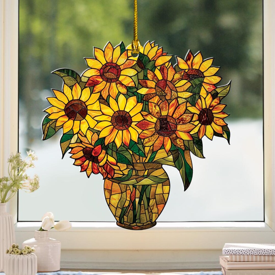 Everlasting Sunflower Acrylic Suncatcher, Custom Birth Flower, Mother's ...