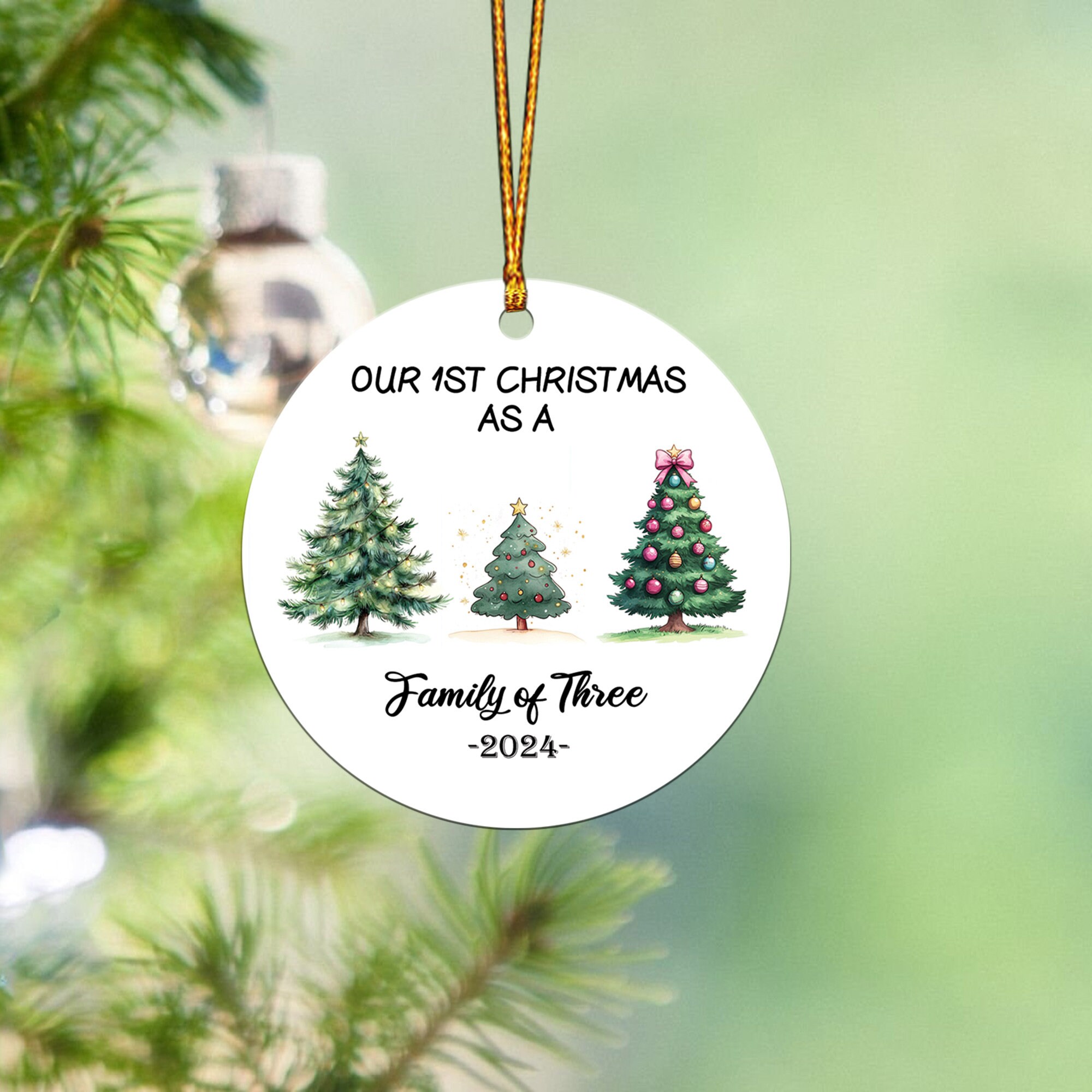 Personalized Family of Three Christmas Ornament, Family of Three ...