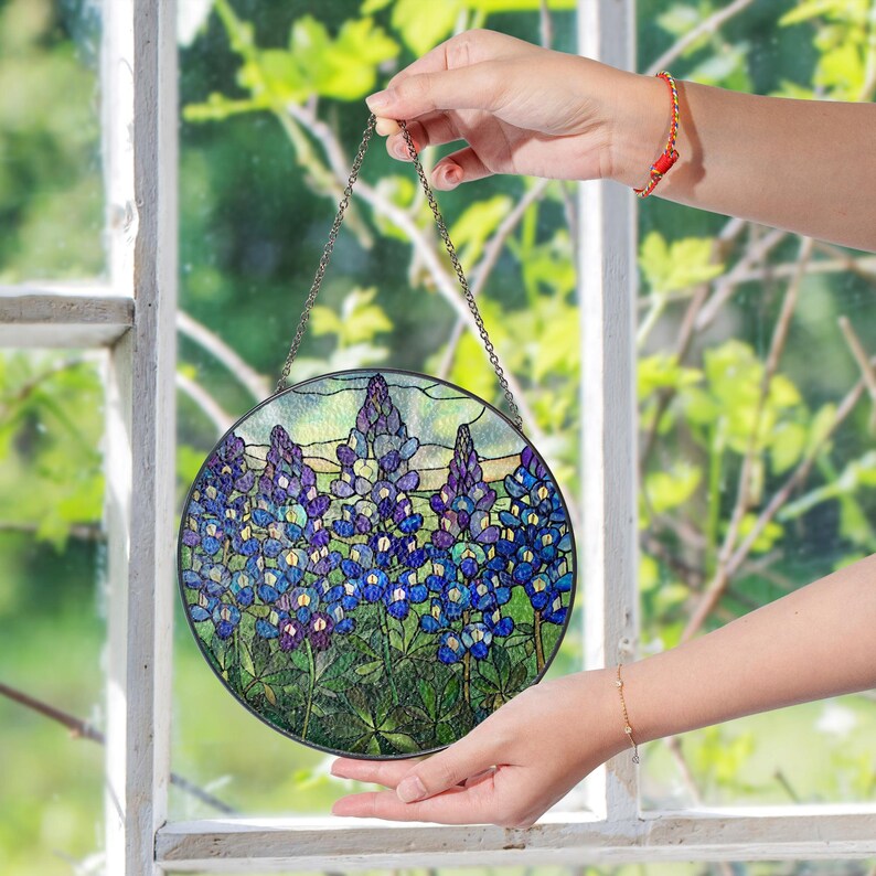 Stained Glass Texas Bluebonnet Flower Suncatcher, Texas Bluebonnet ...