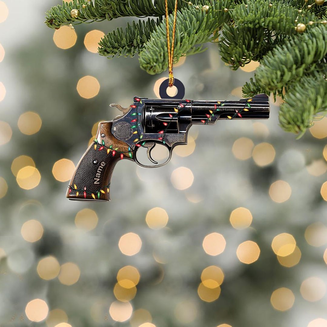 Personalized Pistol Ornament, Pistol Christmas Ornament, Pistol Hanging ...