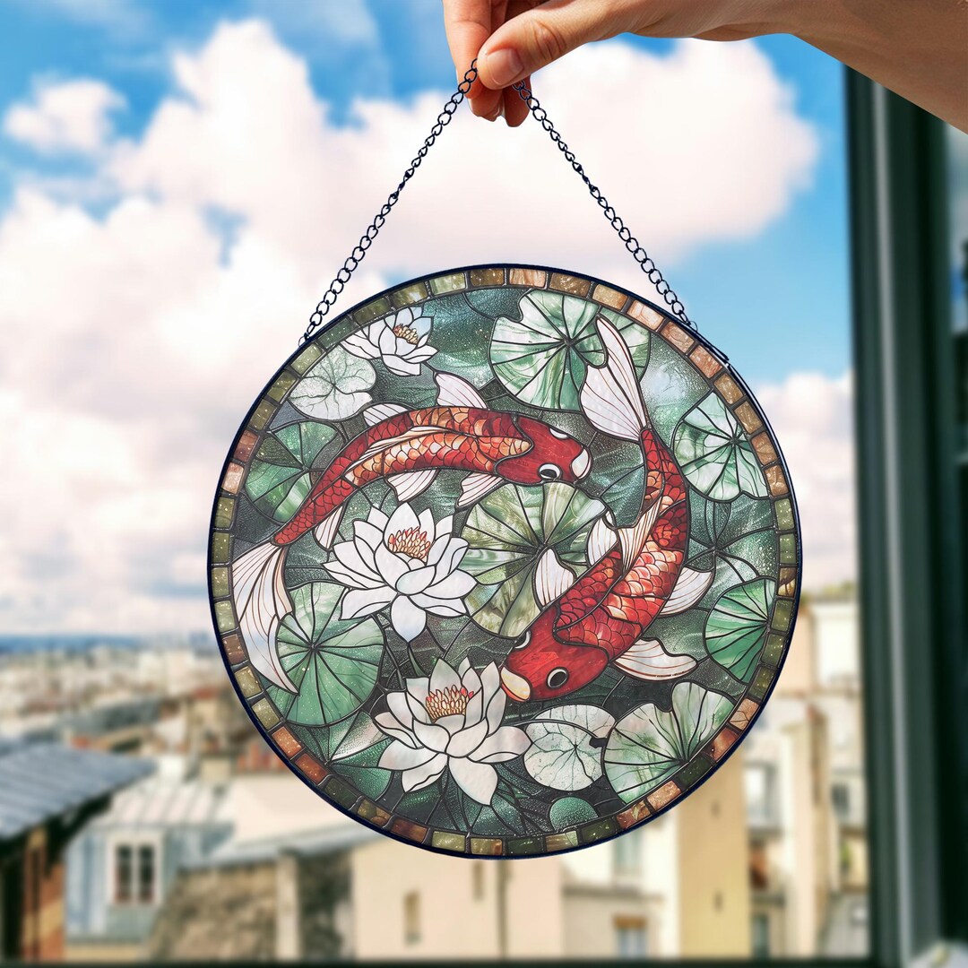 Koi Fish Suncatcher, Stained Glass Not Acrylic Suncatcher, Koi Fish ...