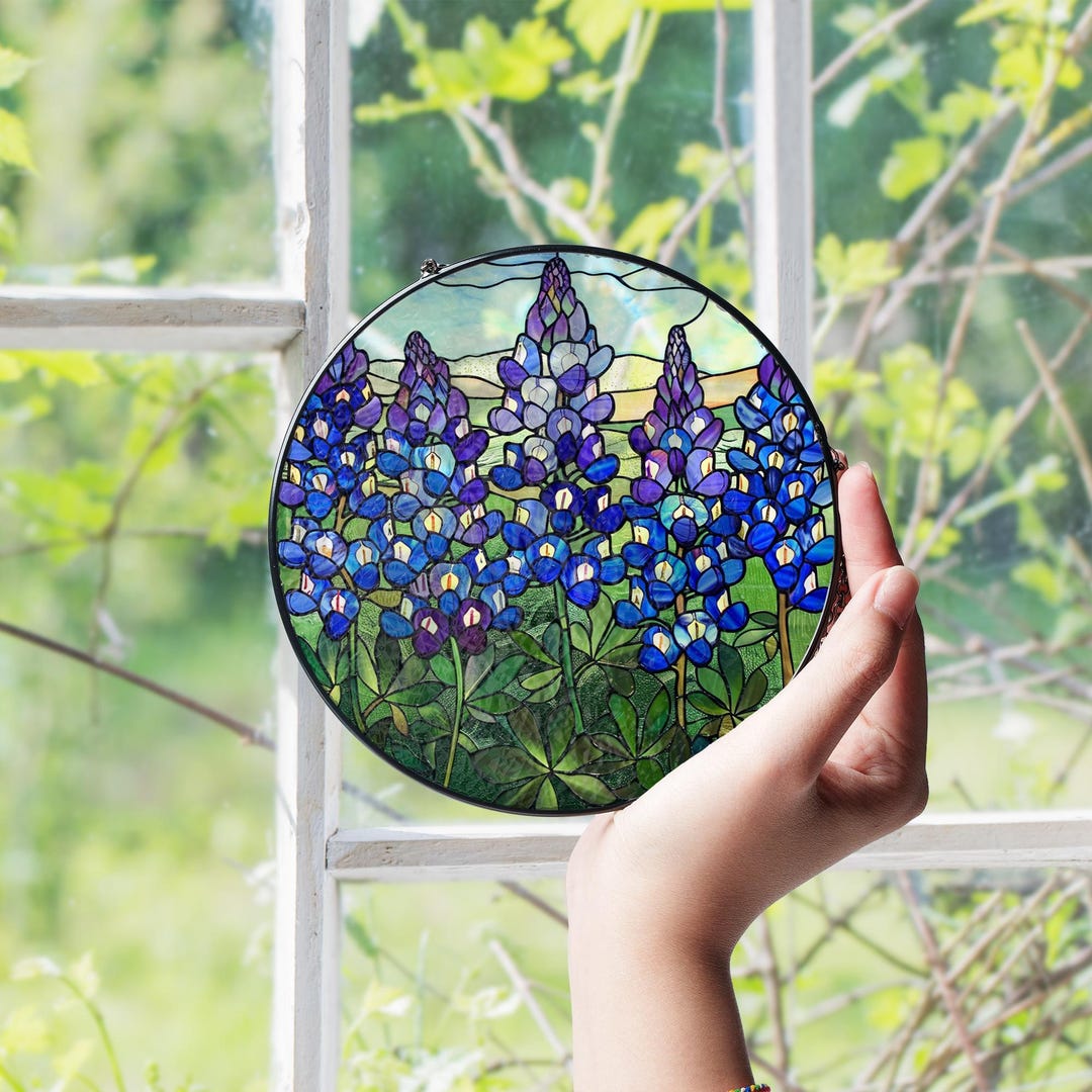 Stained Glass Texas Bluebonnet Flower Suncatcher, Texas Bluebonnet ...