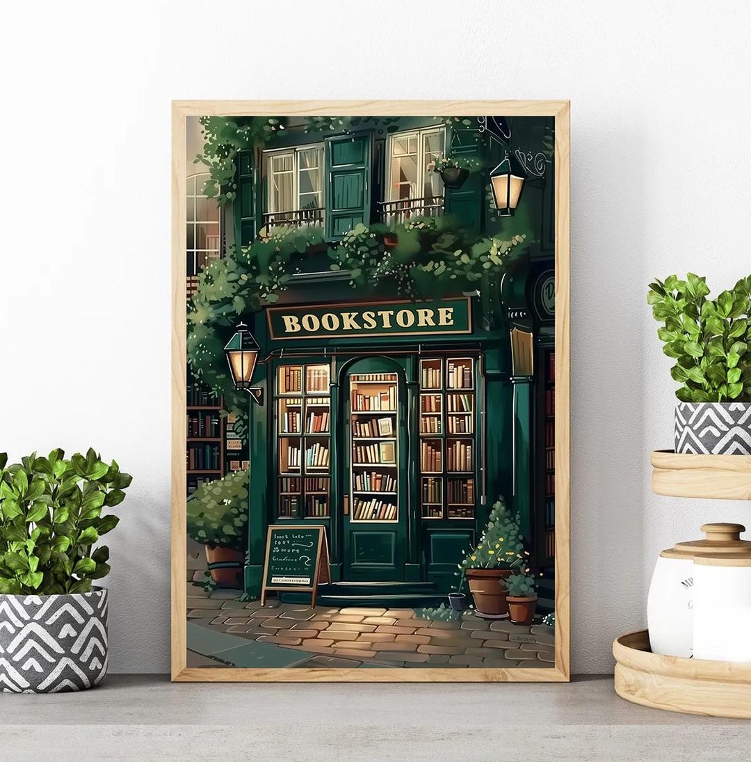 Vintage Bookstore Poster, Library Poster, Bookstore Wall Art, Library ...