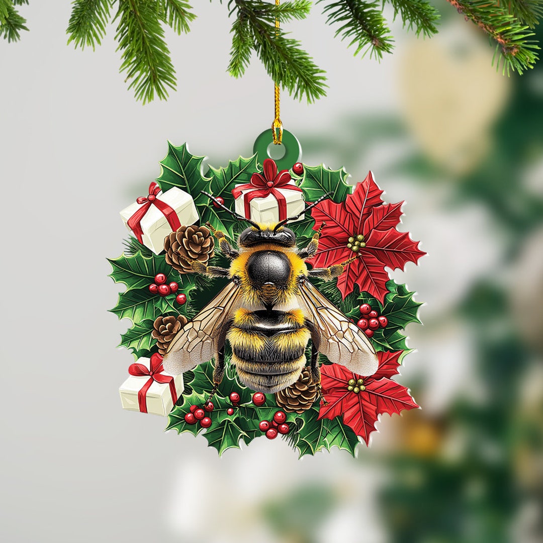 Bee Christmas Wreath Ornament, Bee Christmas Tree Ornament, Bee ...