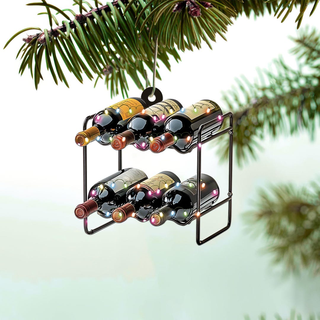 Personalized Wine Rack Ornament, Bar Cabinet Christmas Ornament, Wine ...