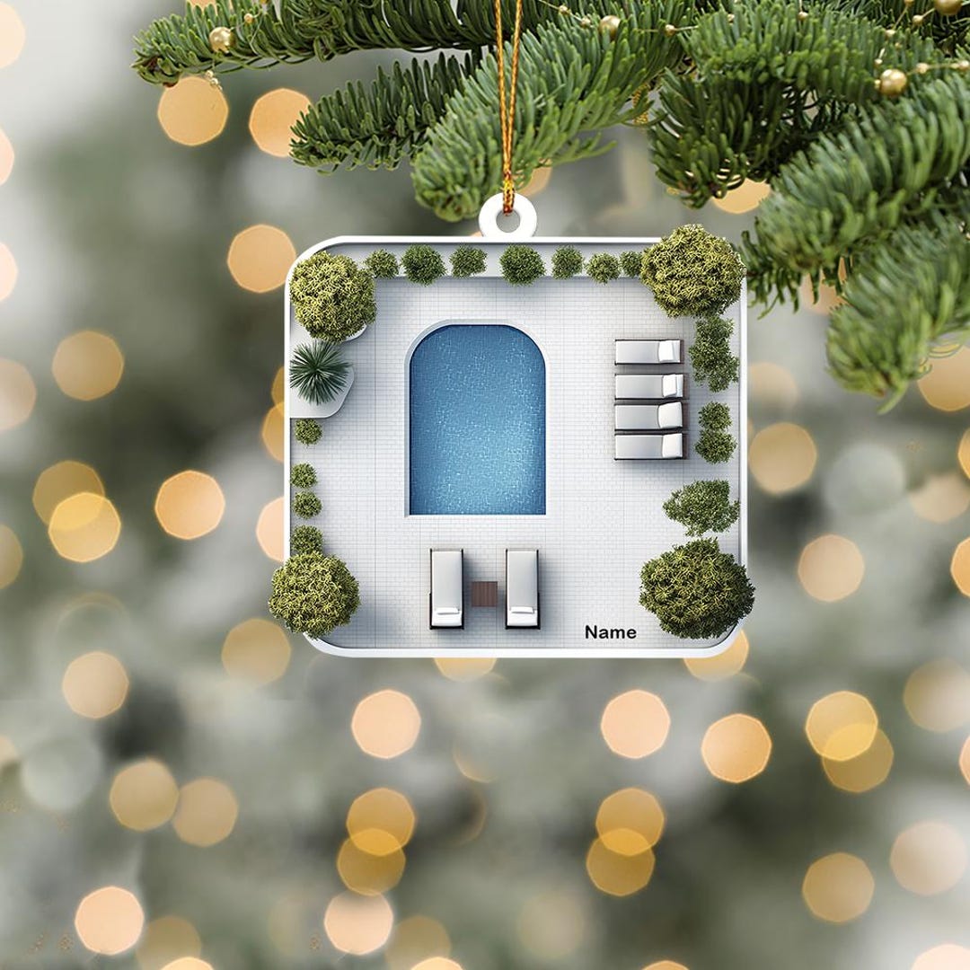 Swimming Pool Christmas Ornament, Pool House Christmas Ornament ...