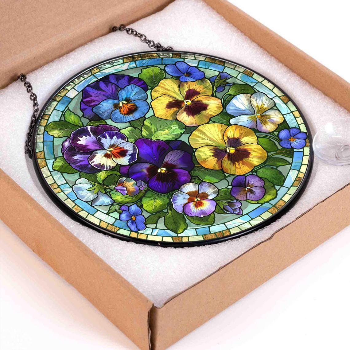 Pansy Flower Stained Glass Suncatcher, Pansy Ornament, Flowers Window ...
