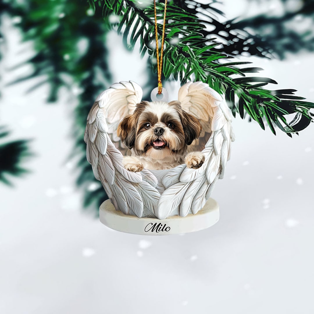 Personalized Shih Tzu Dog Angel Wings Ornament, Shih Tzu Dog Christmas ...