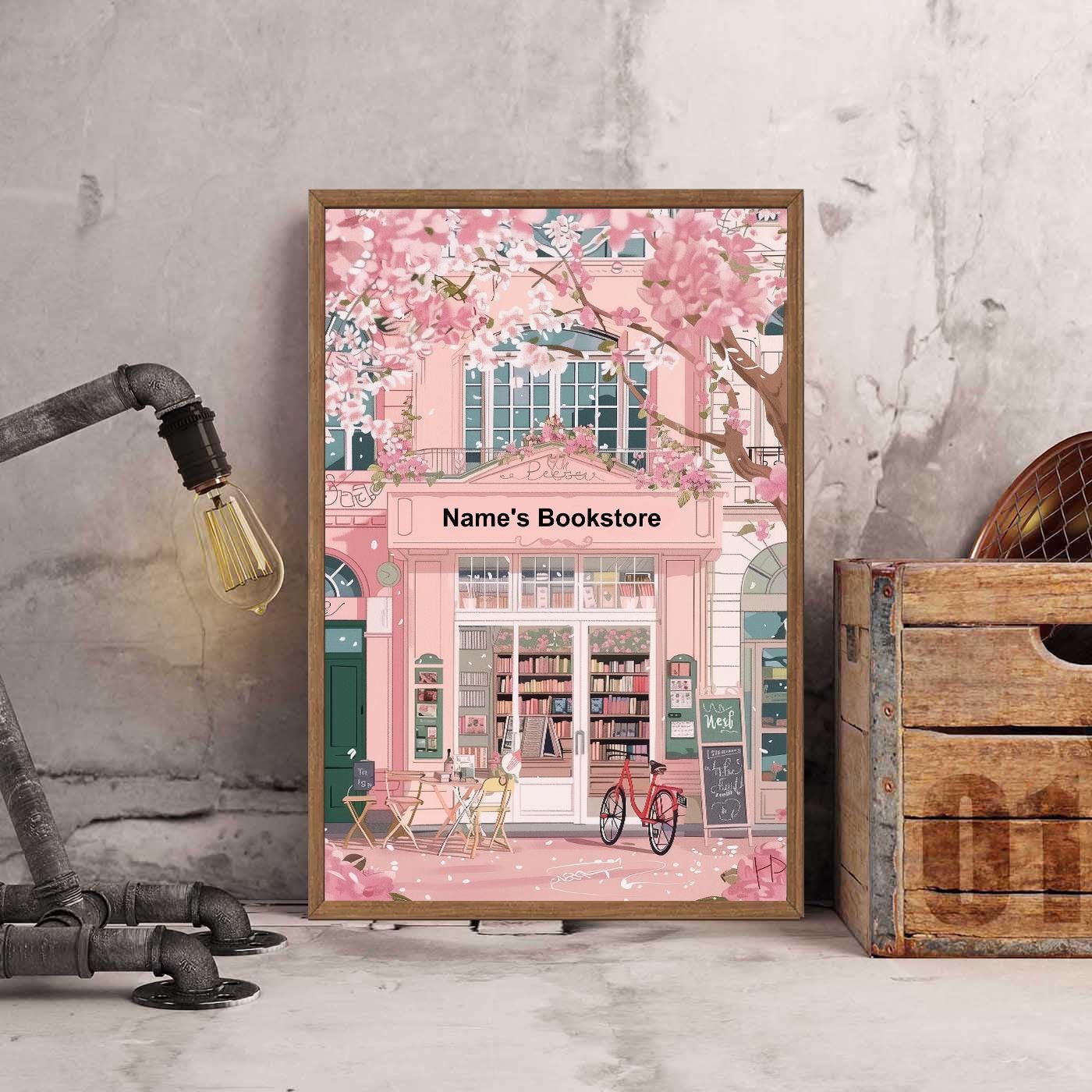 Custom Name Bookstore Poster, Library Poster, Bookshop Art Print ...