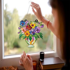Pansy Flower Suncatcher, Pansy Flower Ornament, Flower Window Hanging ...