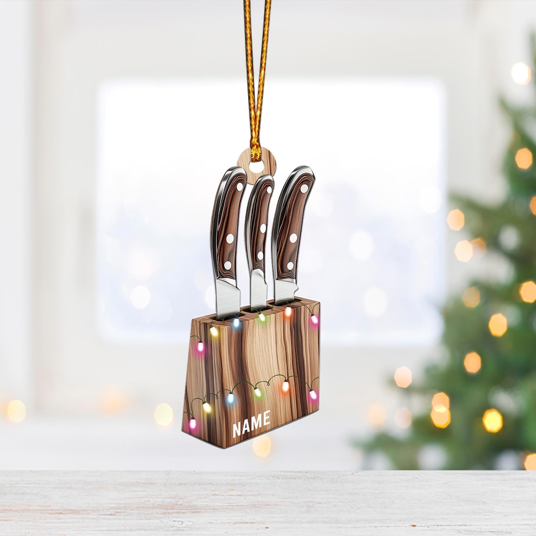 Personalized Knife Block Ornament, Knife Set Christmas Ornament ...