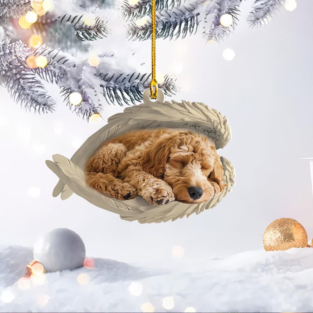 Personalized Goldendoodle Dog Sleeping Angel Wings Ornament ...