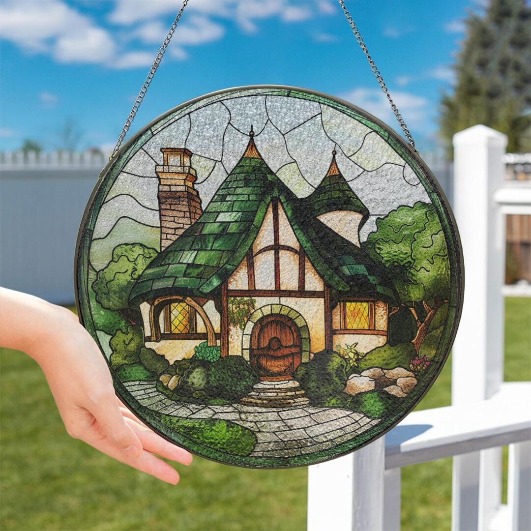 Shire Stained Glass Suncatcher, Cottagecore Suncatcher, Fantasy ...