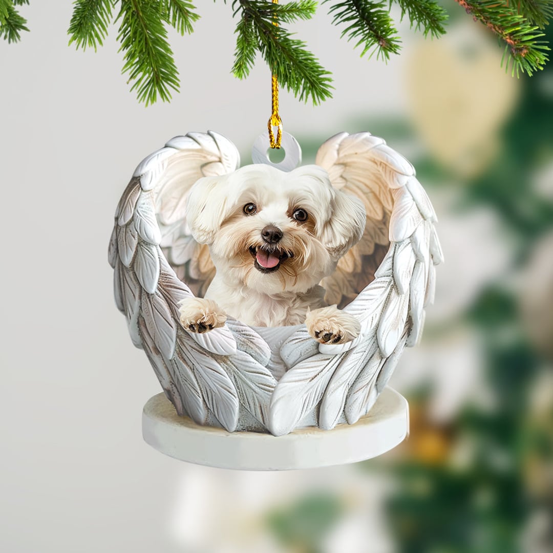 Personalized Maltese Dog Angel Wings Ornament, Maltese Dog Christmas ...