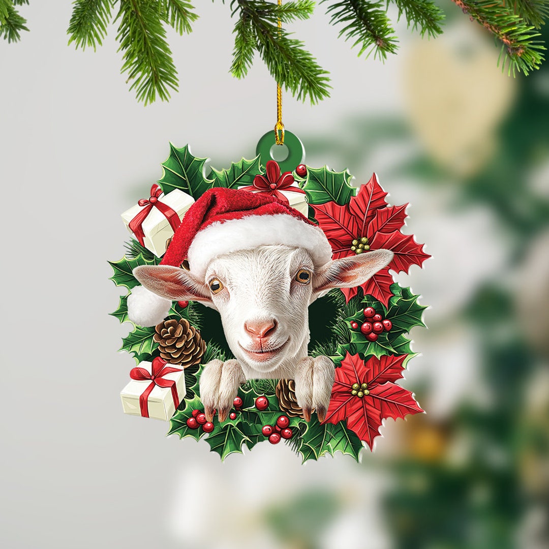 Goat Christmas Wreath Ornament, Goat Christmas Tree Ornament, Goat ...