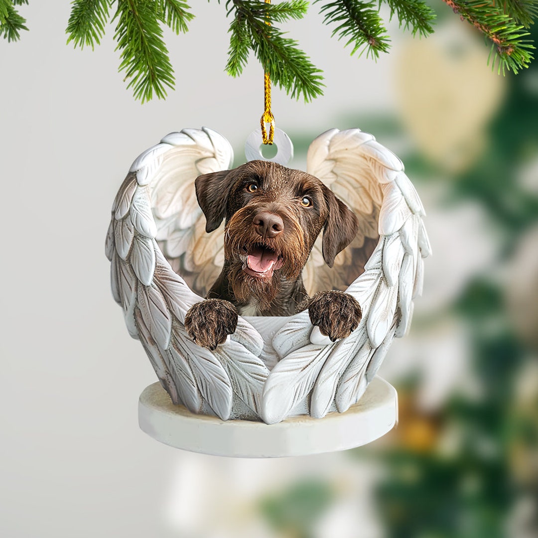 Personalized German Wirehaired Pointer Dog Angel Wings Ornament, GWP ...