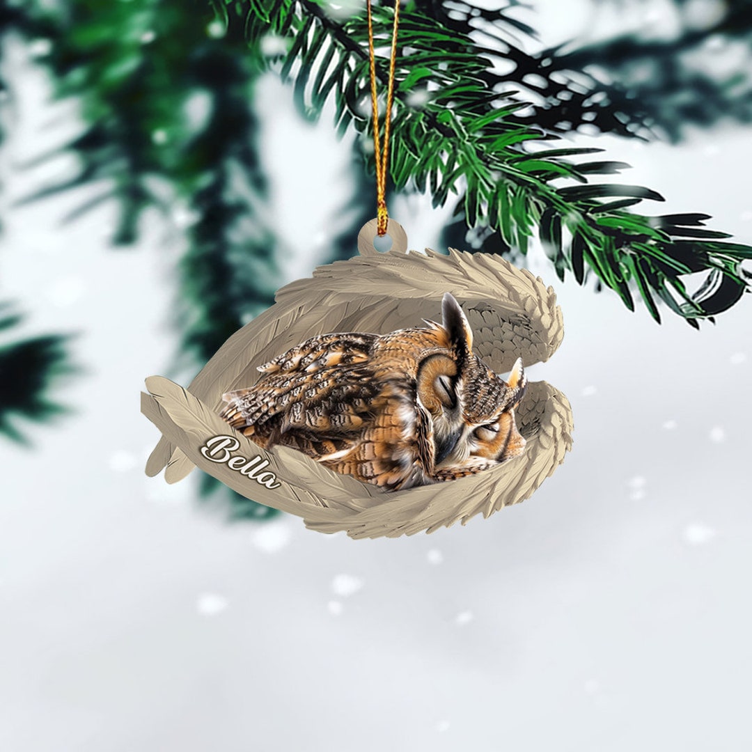 Personalized Owl Sleeping Angel Ornament, Lovely Owl Angel Wings ...