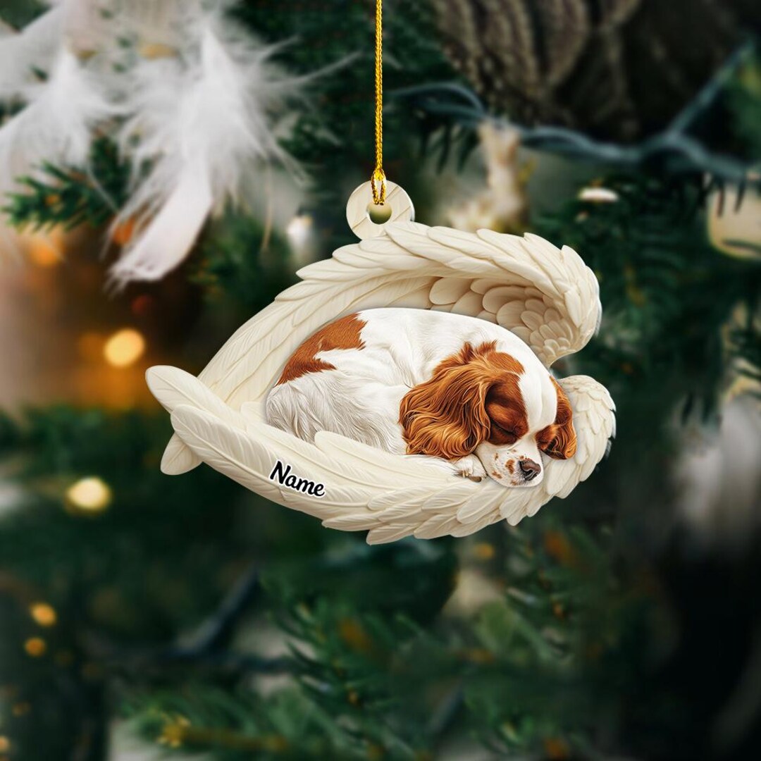Personalized Cavalier King Charles Spaniel Dog Sleeping Angel Wings ...