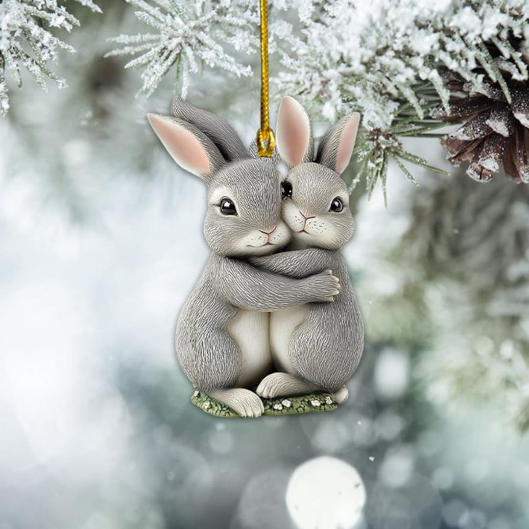 Bunny Christmas Ornament, Rabbit Christmas Ornament, Bunny Hanging ...