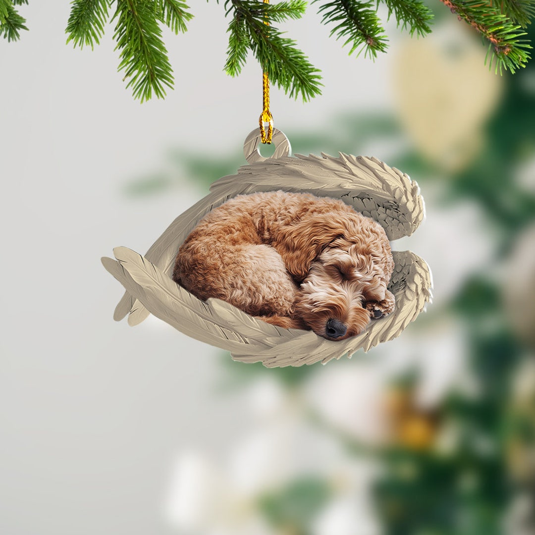 Personalized Labradoodle Dog Sleeping Angel Wings Ornament, Labradoodle ...