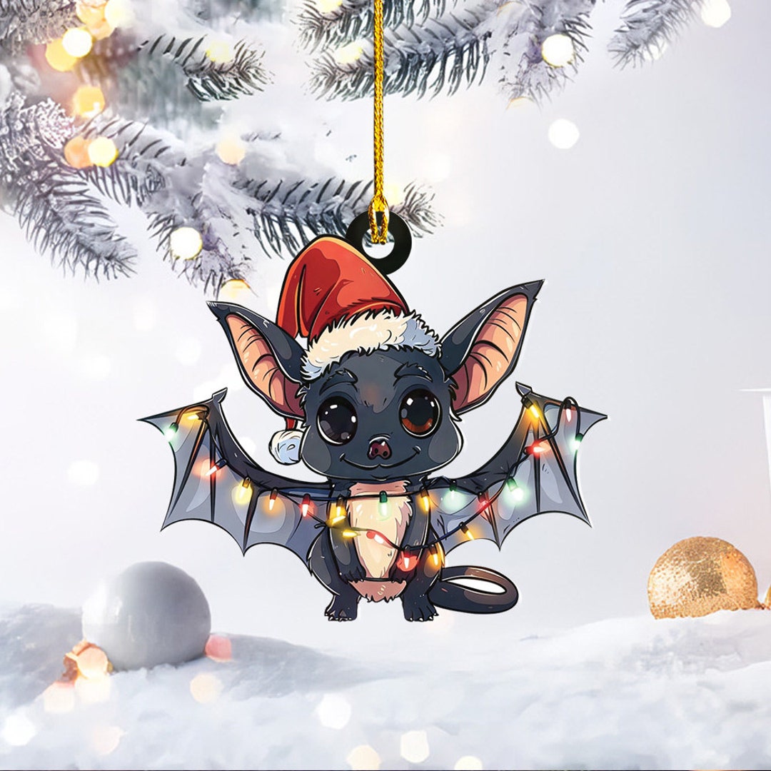 Personalized Bat Christmas Lights Ornament, Bat Christmas Ornament, Bat ...