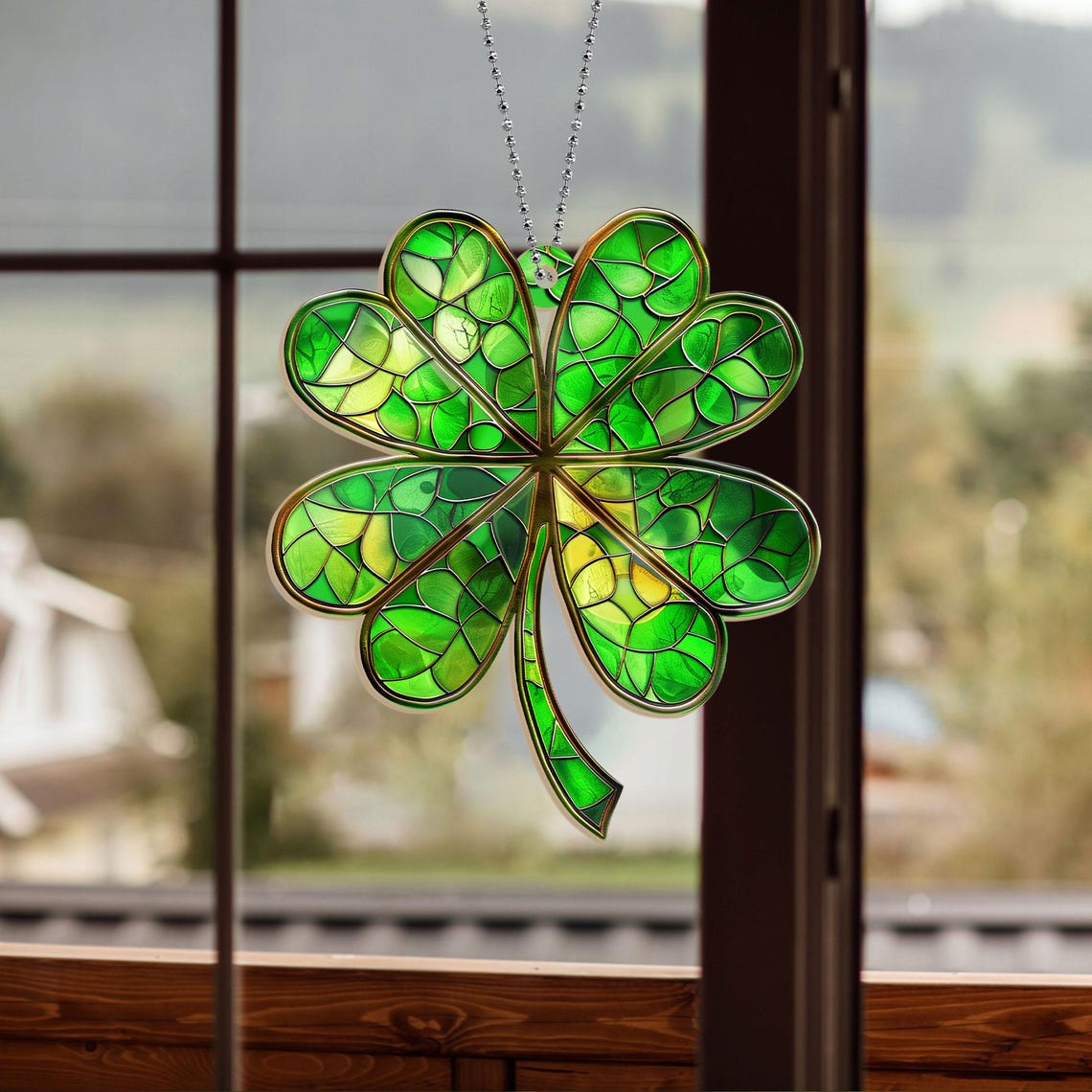Four Leaf Clover Suncatcher, Four Leaf Clover Hanging Decor, Irish ...