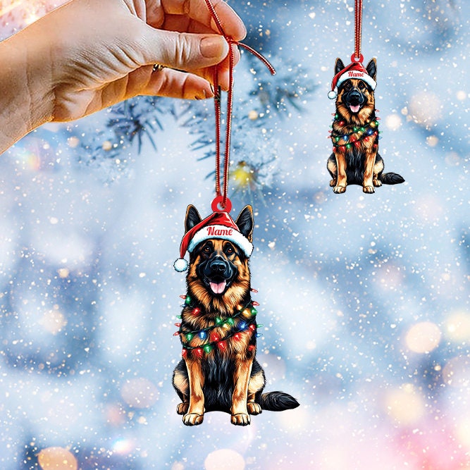 Personalized German Shepherd Dog Christmas Lights Ornament, German ...