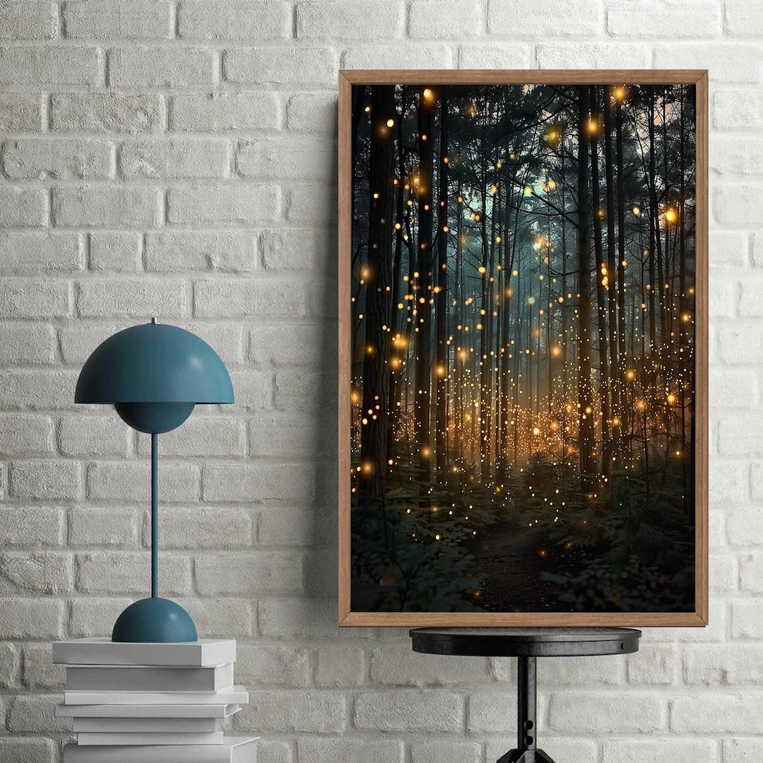Enchanted Forest Firefly Art Print - Botanical Wall Art, Firefly Forest ...