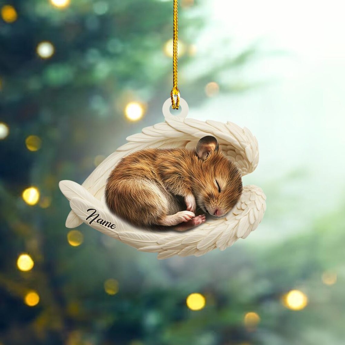 Personalized Hamster Sleeping Angel Wings Ornament, Hamster Christmas ...