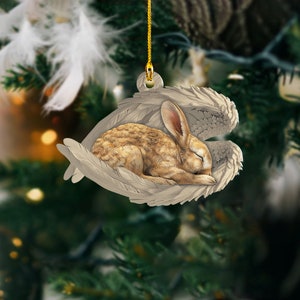 Personalized Rabbit Sleeping Angel Ornament, Rabbit Angel Wings ...