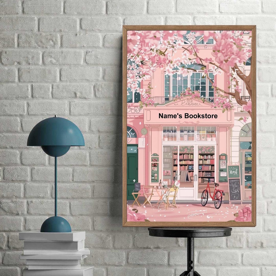 Custom Name Bookstore Poster, Library Poster, Bookshop Art Print ...