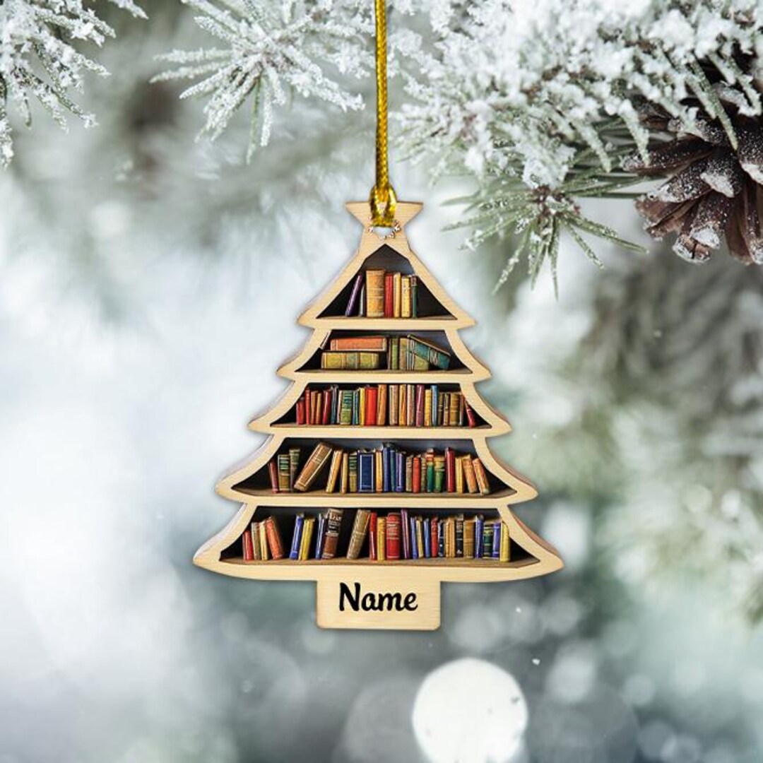 Bookshelf Christmas Ornament, Bookstore Xmas Ornament, Reading Books ...