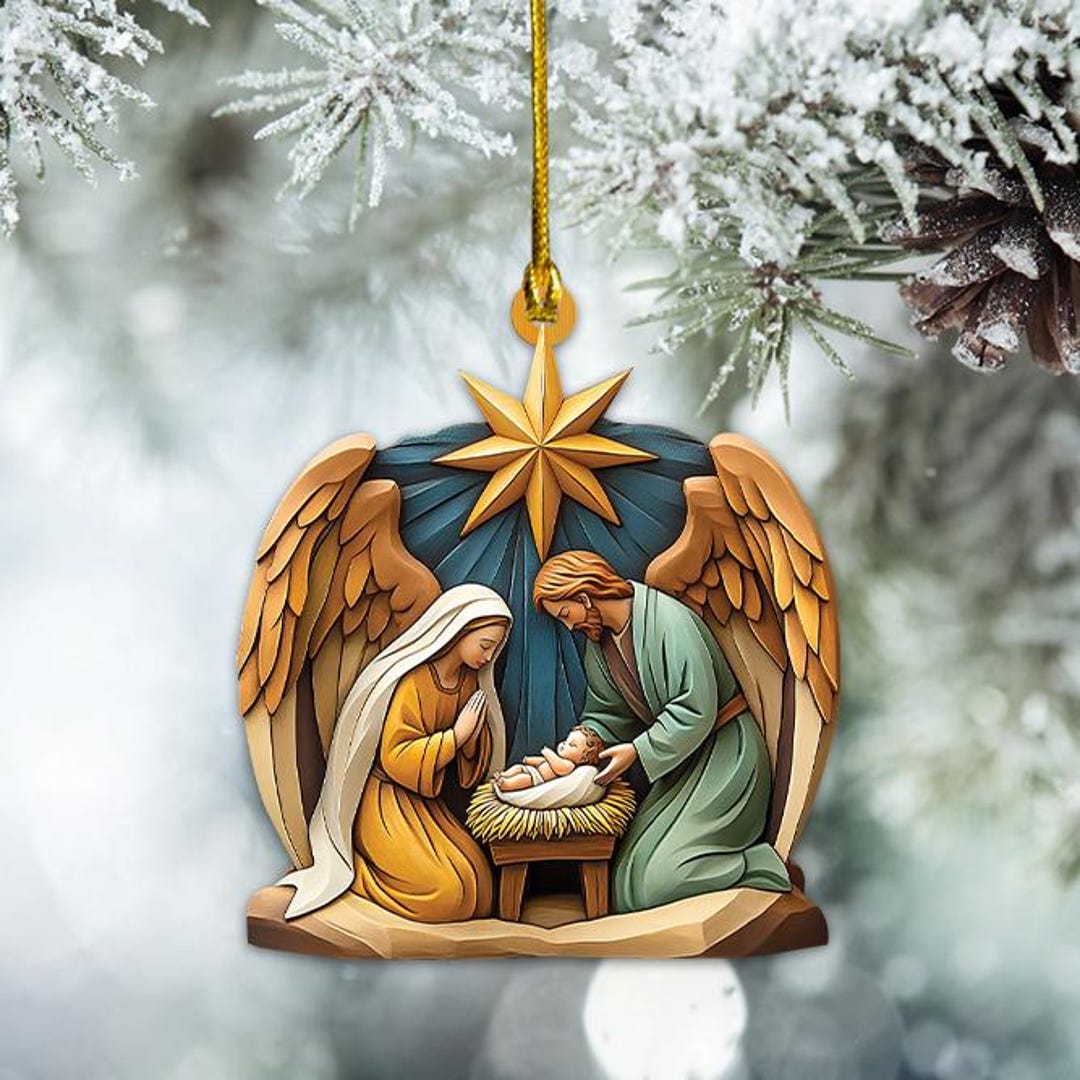 Nativity Scene Christmas Ornament, Jesus Birth Christmas Ornament ...