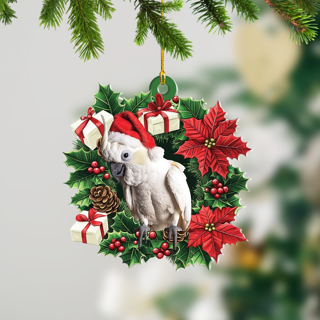 Cockatoo Christmas Wreath Ornament, Cockatoo Christmas Ornament ...