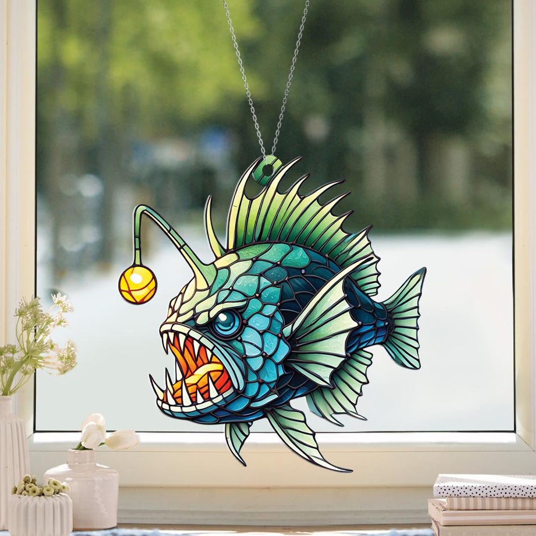 Angler Fish Suncatcher, Acrylic Anglerfish Ornament, Deep Ocean Decor ...