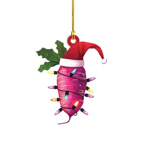 Personalized Radish Christmas Lights Ornament, Radish Rearview Mirror ...